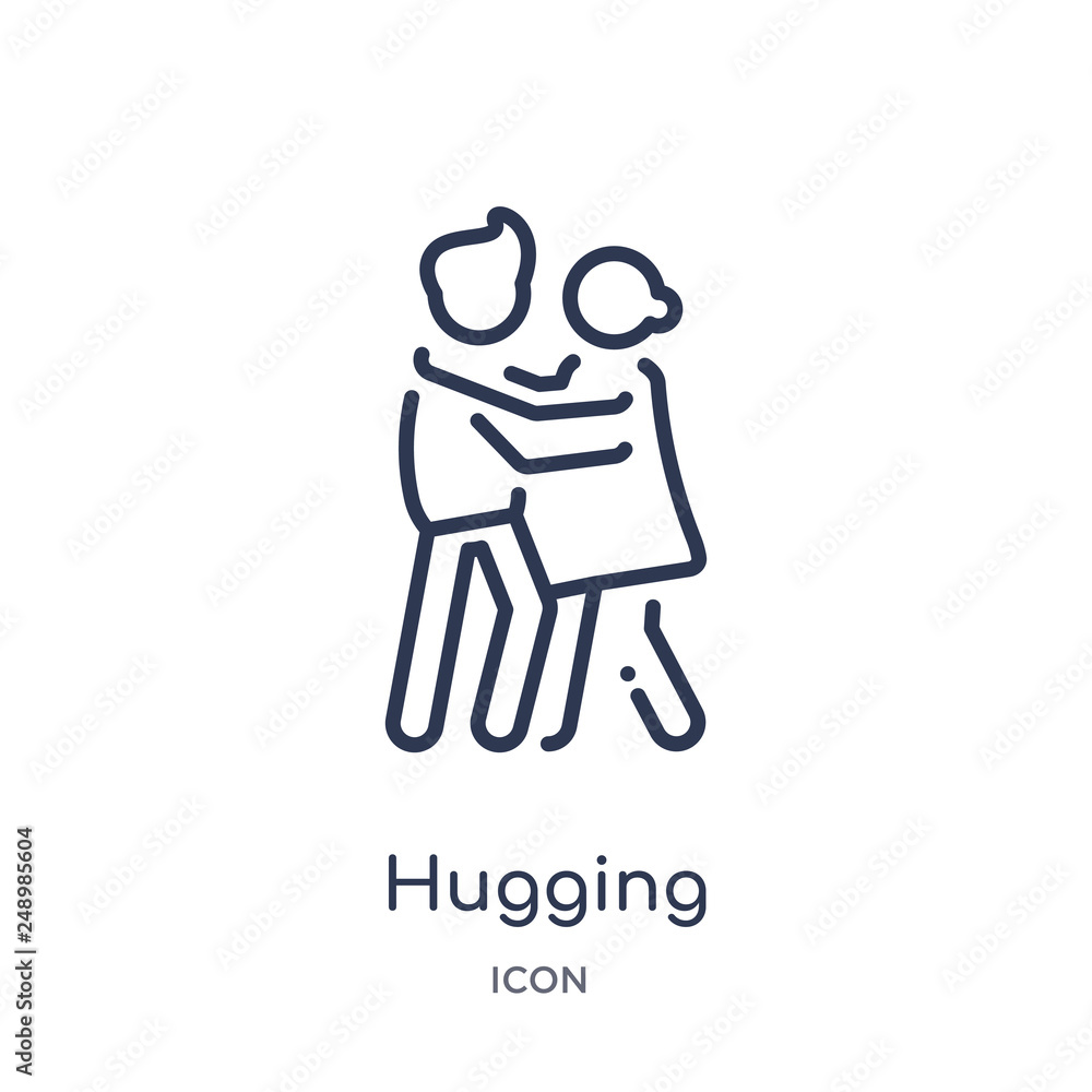 hugging icon from people outline collection. Thin line hugging icon ...