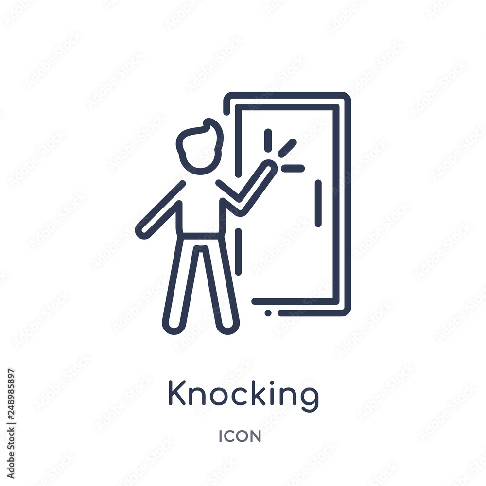 knocking icon from people outline collection. Thin line knocking icon ...