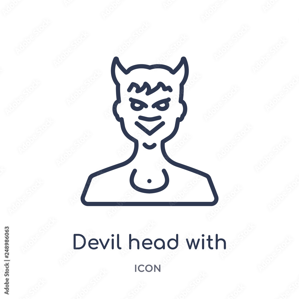 devil head with horns icon from people outline collection. Thin line ...