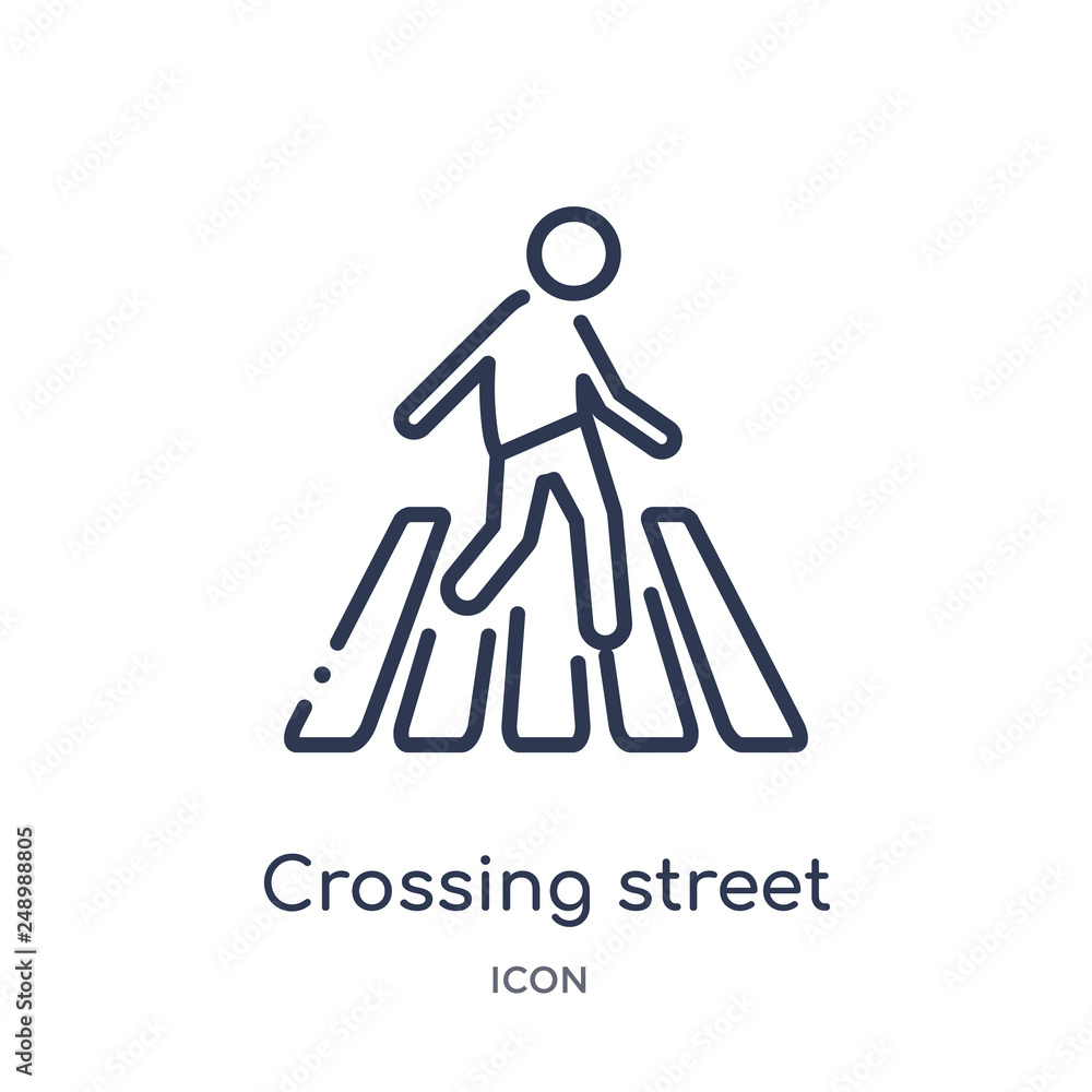crossing street icon from people outline collection. Thin line crossing ...