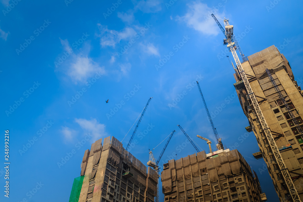 View of construction of multi-storey residential building. Condominium ...