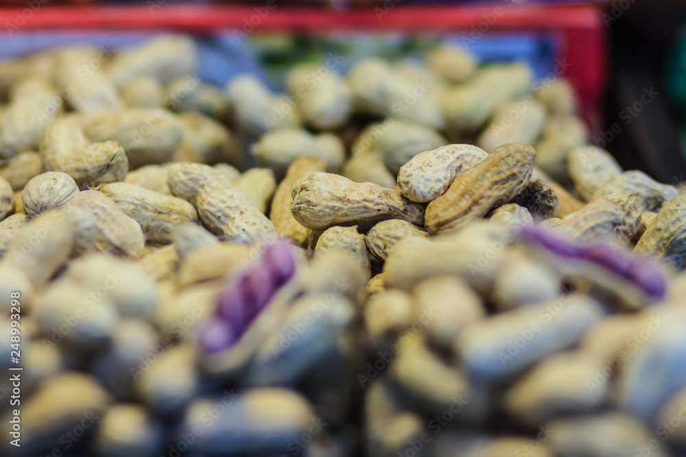 Purple peanut for sale at the fresh market. The peanut, also known as ...