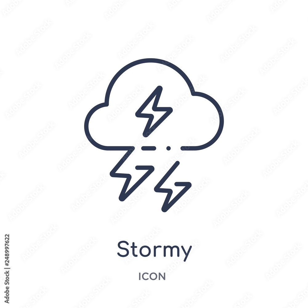 stormy icon from weather outline collection. Thin line stormy icon ...