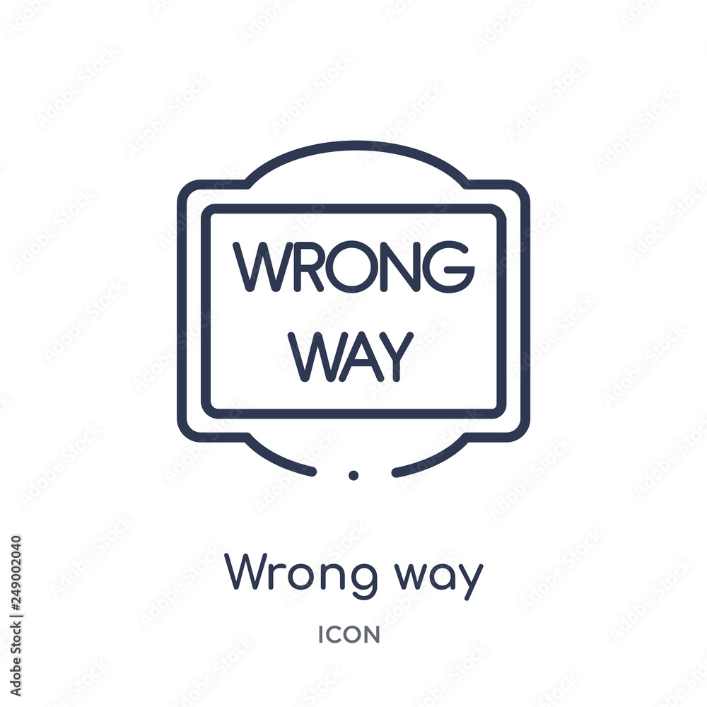 wrong way icon from traffic signs outline collection. Thin line wrong ...