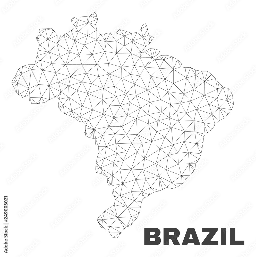 Vetor de Abstract Brazil map isolated on a white background. Triangular ...