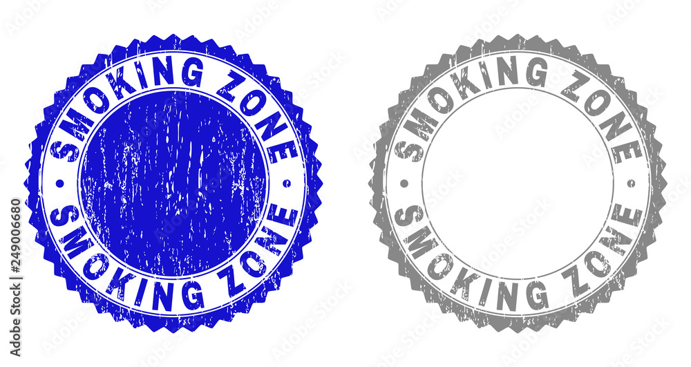 Grunge SMOKING ZONE stamps isolated on a white background. Rosette ...