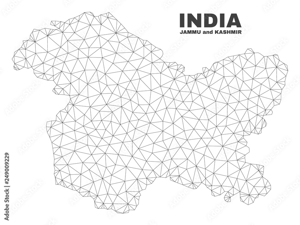 Abstract Jammu and Kashmir State map isolated on a white background ...
