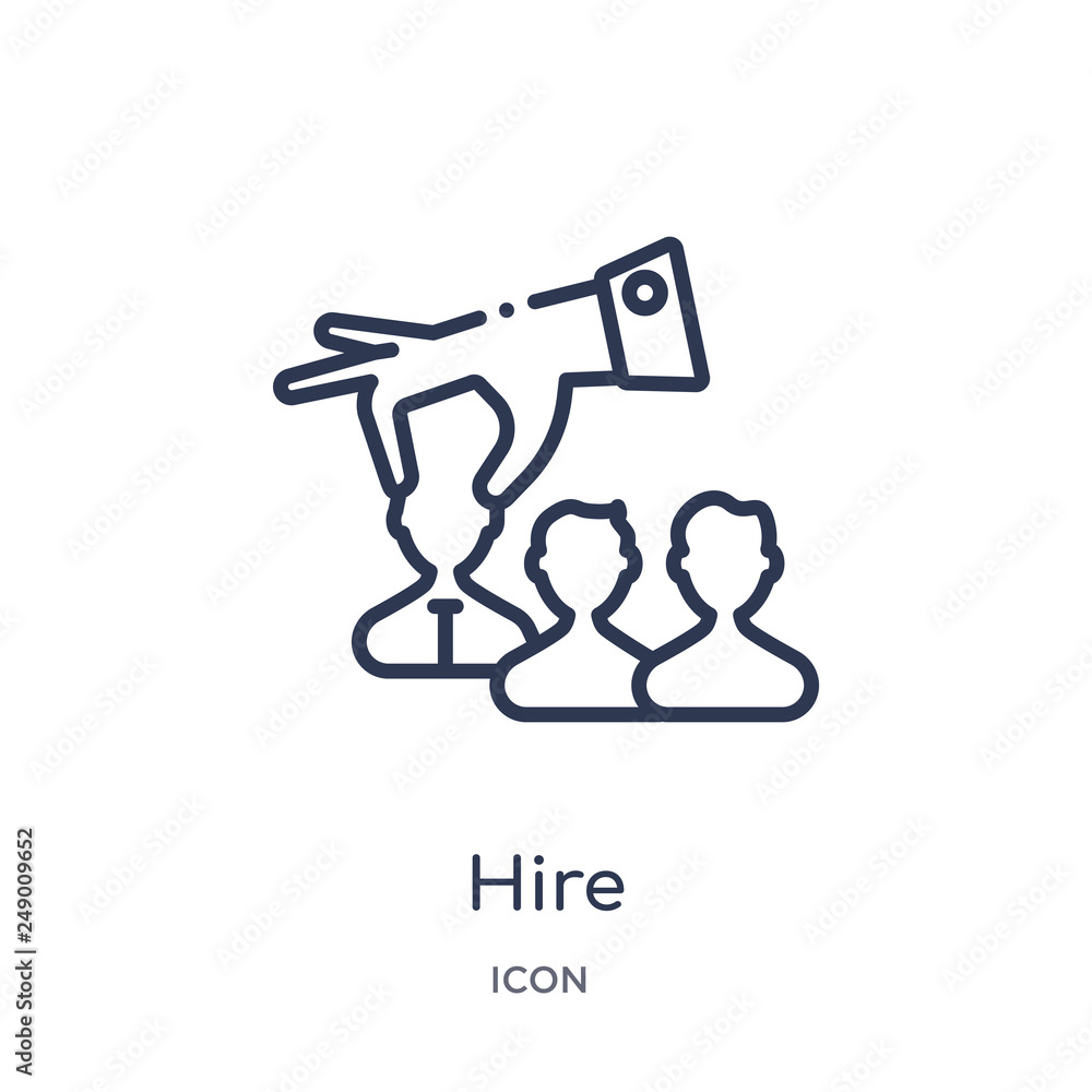 hire icon from startup outline collection. Thin line hire icon isolated ...