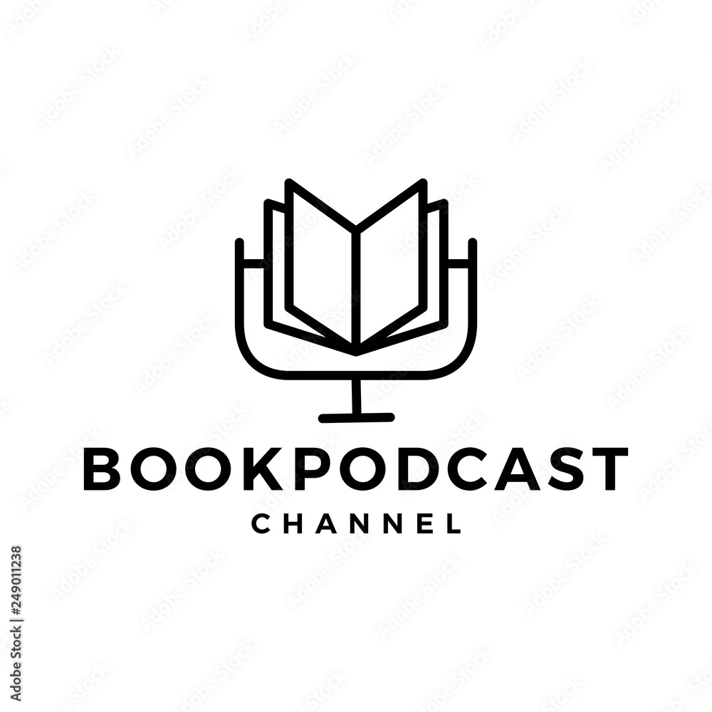 book podcast logo icon for book blog video vlog review channel Stock ...