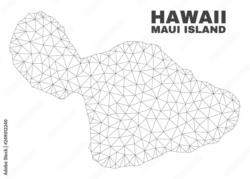 Abstract Maui Island map isolated on a white background. Triangular ...