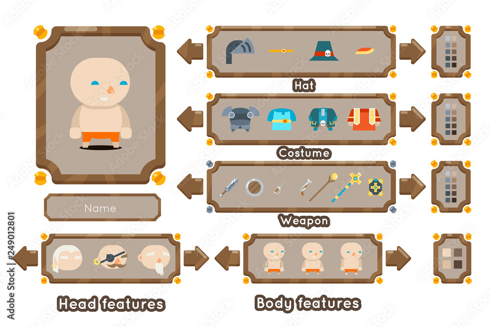 Game character generation interface weapons screen concept fantasy ...