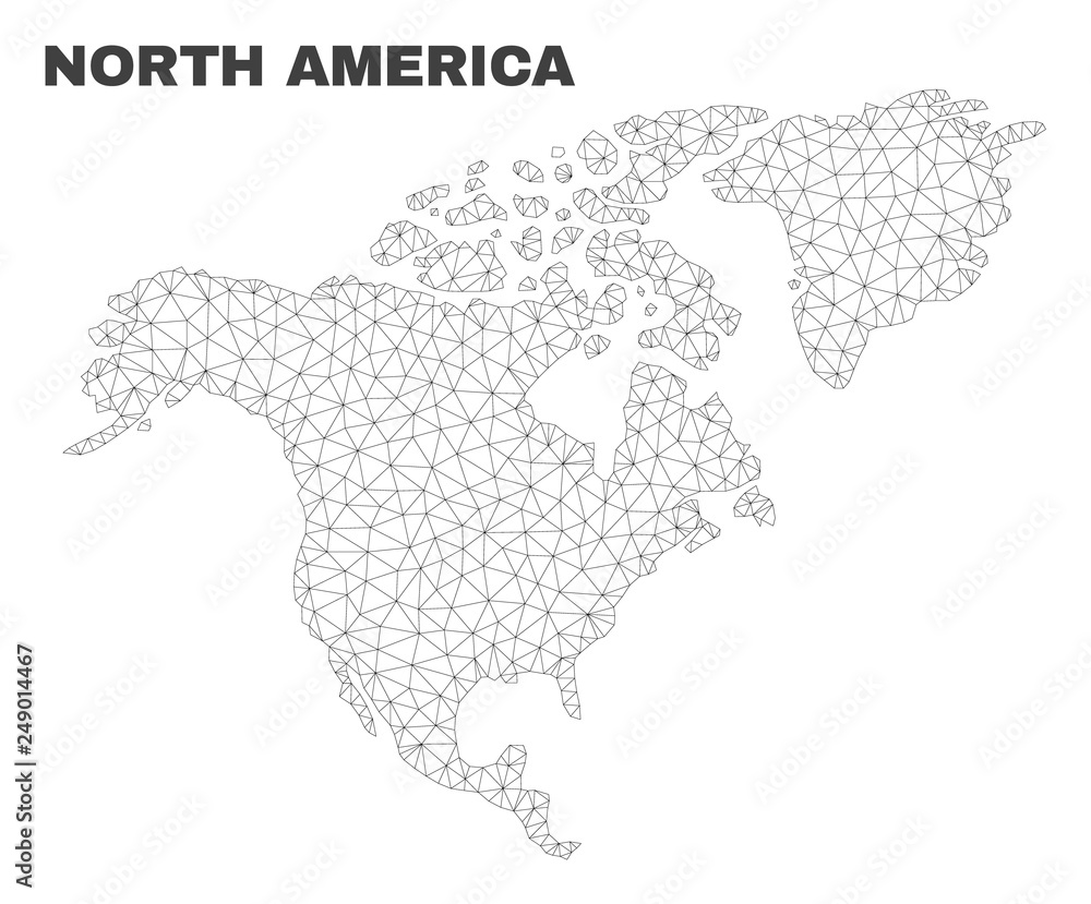 Abstract North America map isolated on a white background. Triangular ...