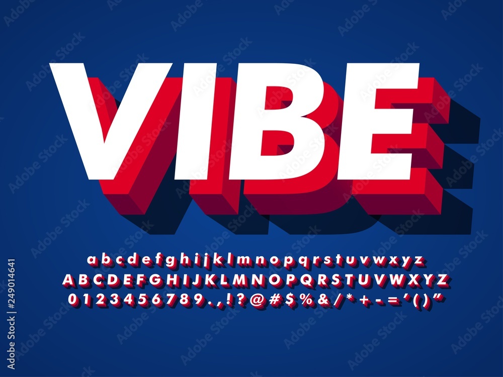 modern font, vibe 3d typeface effect with shadow, simple and cool ...