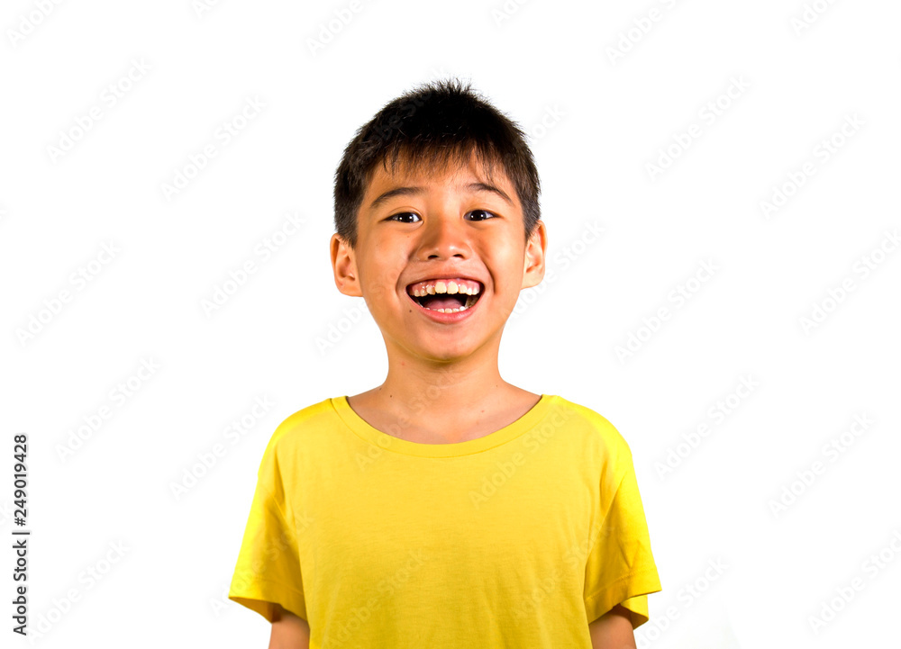 young happy and excited child smiling and laughing cheerful wearing ...