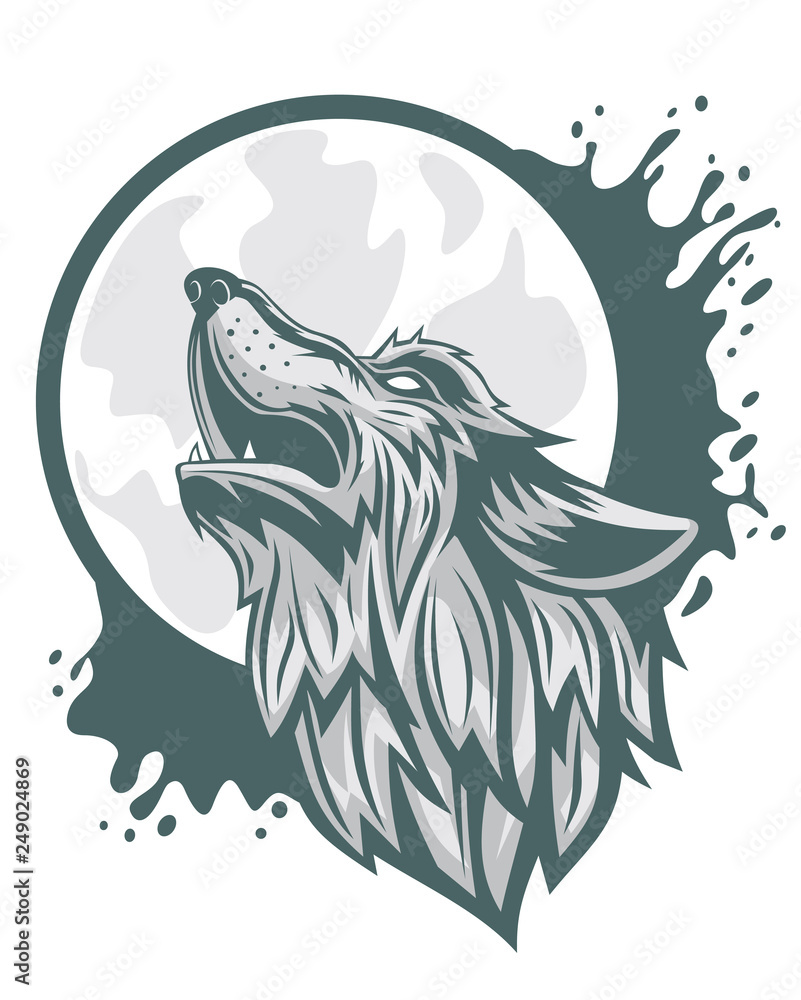 Wolf howling at the moon. Stock Vector | Adobe Stock
