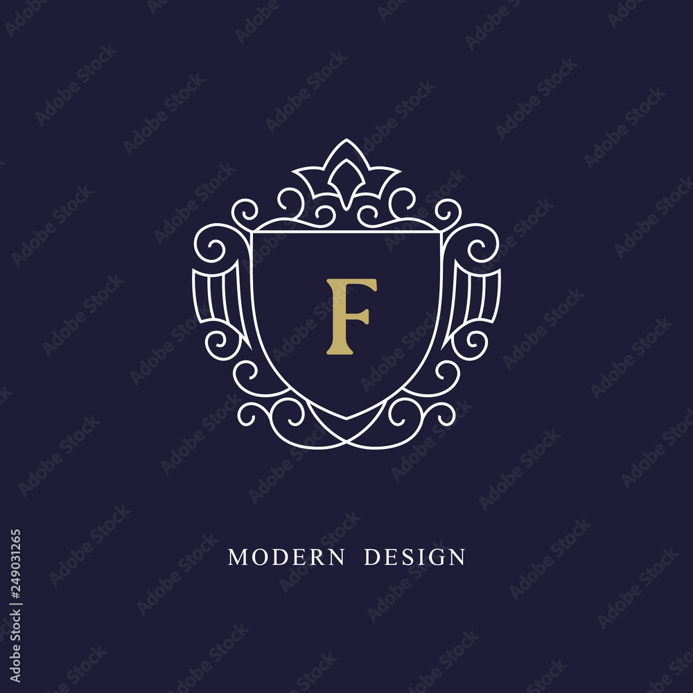 Capital letter F. Beautiful monogram. Elegant logo. Calligraphic design ...