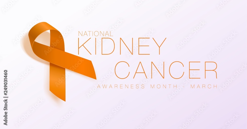 National Kidney Cancer Awareness Month. Orange Color Ribbon Isolated On ...