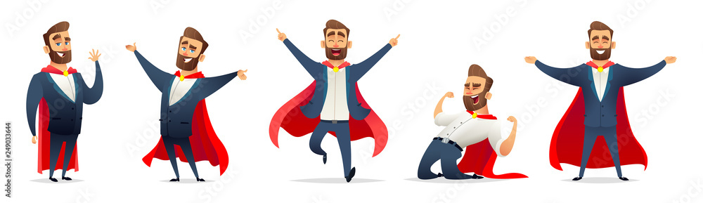 Businessman in a superhero costume. Character collection of business ...