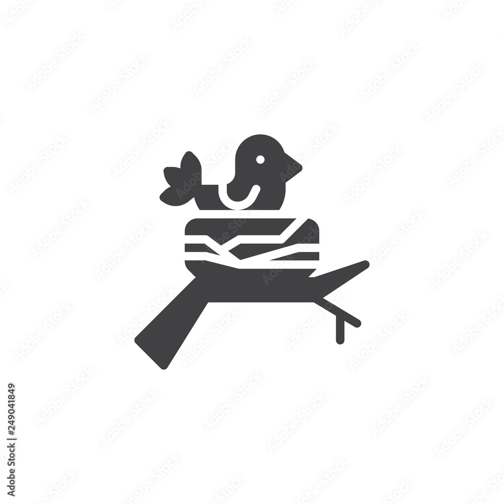 Bird nest vector icon. filled flat sign for mobile concept and web ...