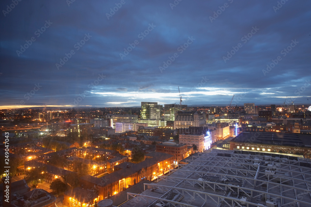 MANCHESTER SKYLINE AT NIGHT, ENGLAND, UK Stock Photo | Adobe Stock