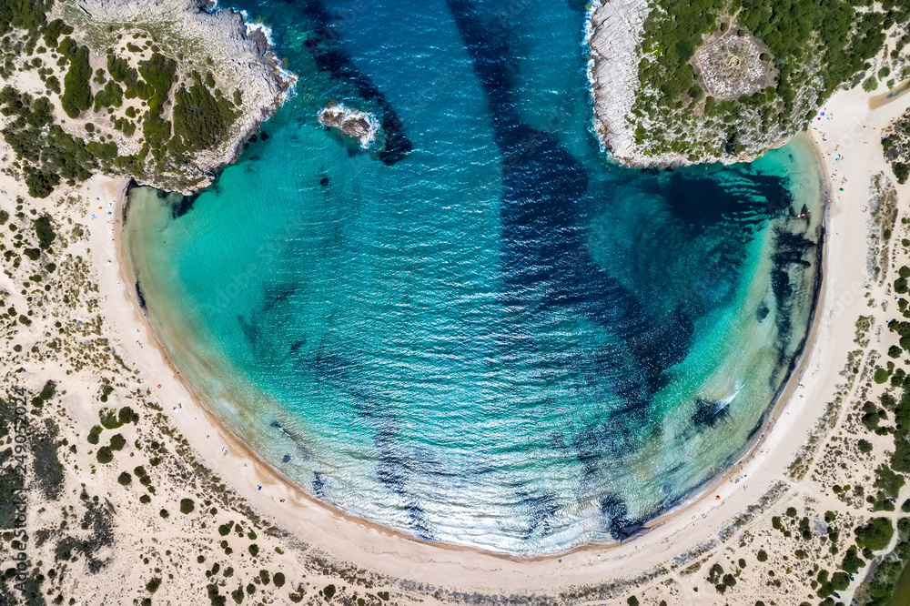 Panoramic aerial view of voidokilia beach, one of the best beaches in ...