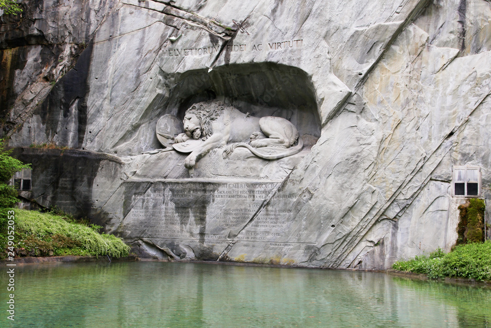 Lewendenkmal, the lion monument landmark in Lucerne, Switzerland. It ...