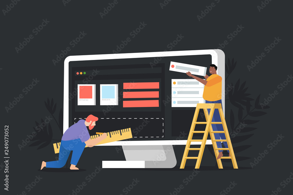 Concept website under construction, web page building process. Modern ...