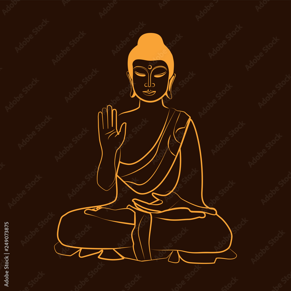 buddha logo buddhism icon black and white drawing sketch Stock Vector ...
