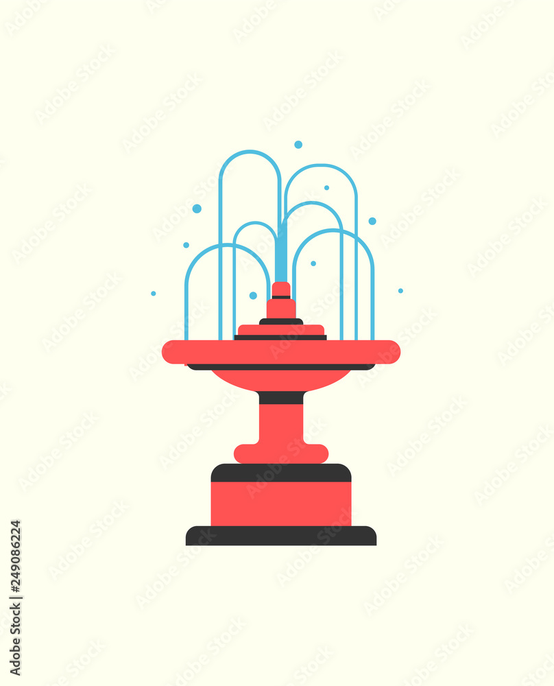 Fountain filled with clean water park decoration isolated icon vector ...