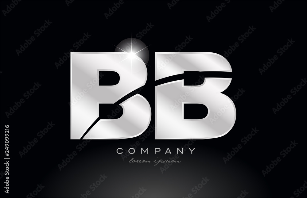 silver letter bb b b metal combination alphabet with grey color on ...