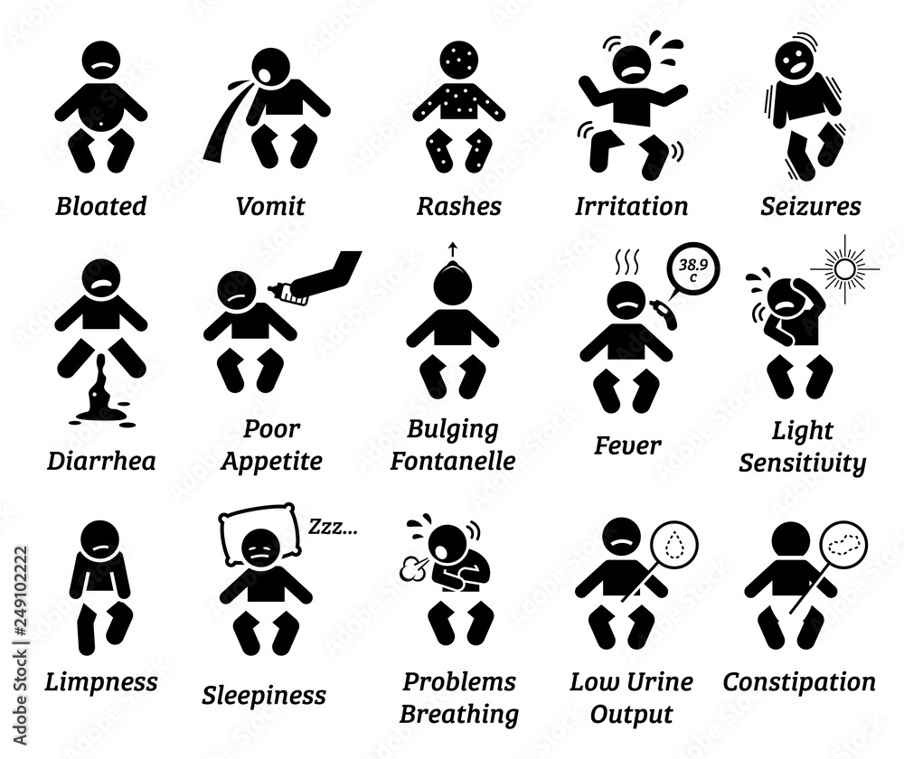 Baby Illness And Sickness Sign And Symptoms Illustrations Depict baby-illness-and-sickness-sign-and-symptoms-illustrations-depict