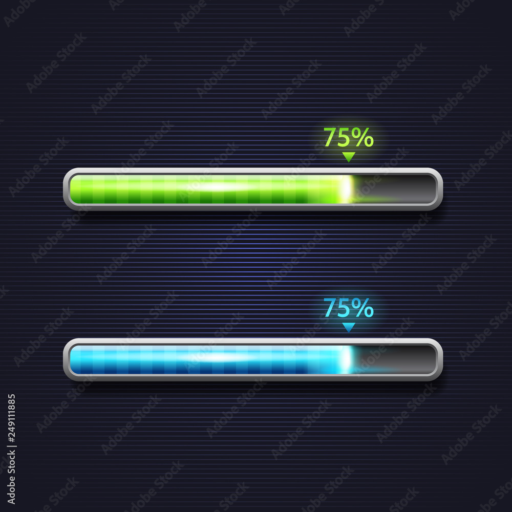 Photo & Art Print Blue and green progress bar, loading, template for app interface, MarySan