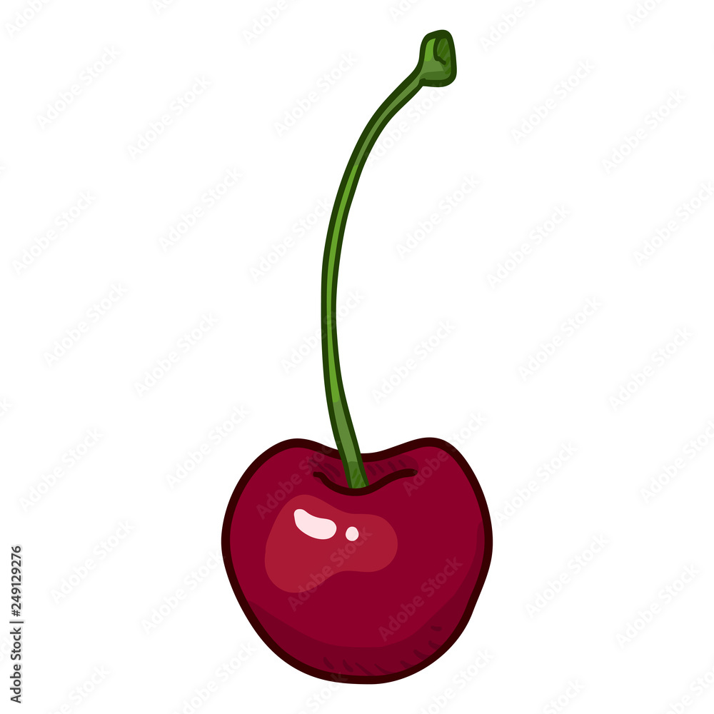 Vector Single Cartoon Cherry Stock Vector | Adobe Stock