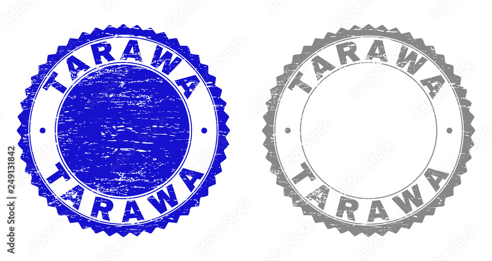 Grunge TARAWA stamp seals isolated on a white background. Rosette seals ...