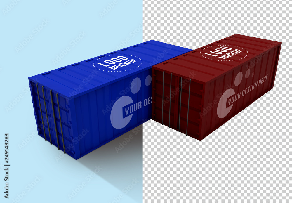 2 Shipping Containers Mockup Stock Template | Adobe Stock