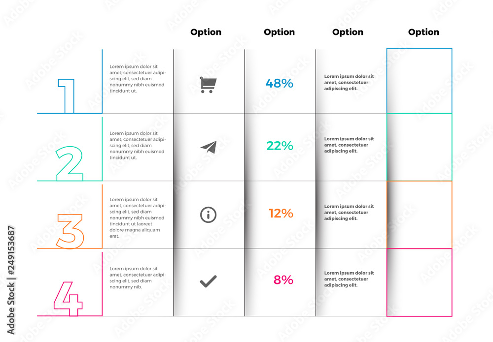Infographic Table Layout With Colorful Outlines Stock Template Adobe Stock