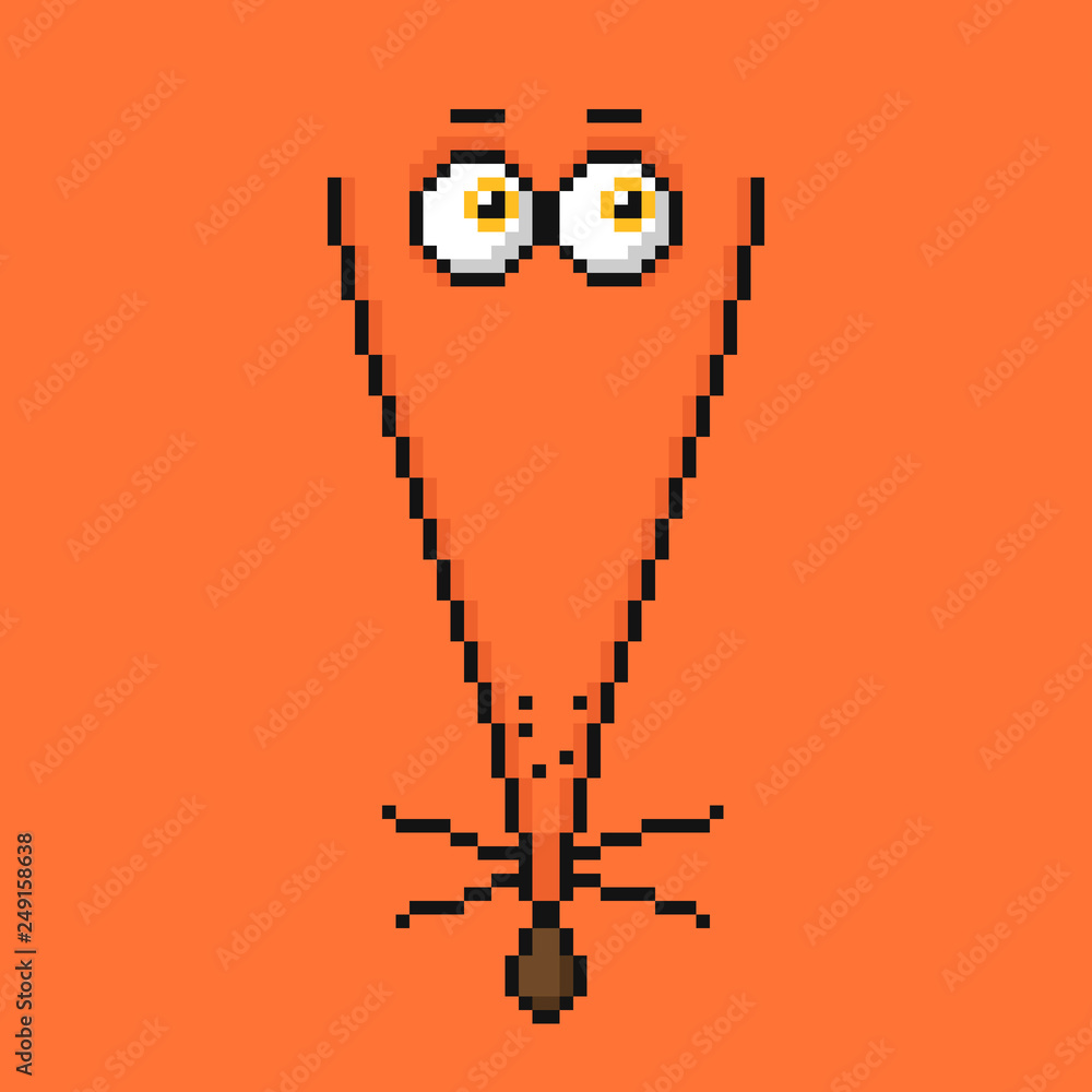 Cartoon funny fox face. Vector orange fox character in pixel design ...