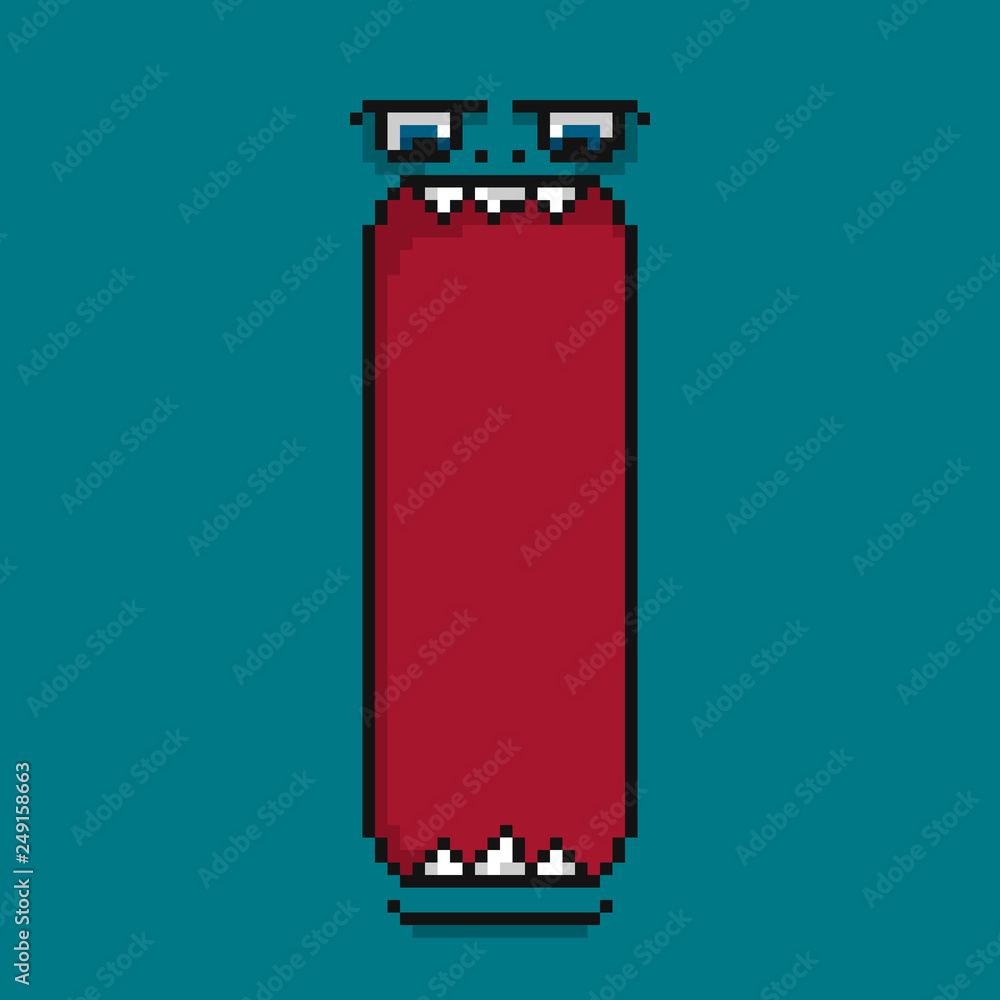 Cartoon screaming monster face in pixel art style. Halloween monster ...