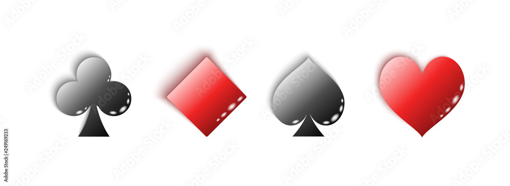 Playing Card Suits set. Four symbols. Vector illustration Stock Vector ...