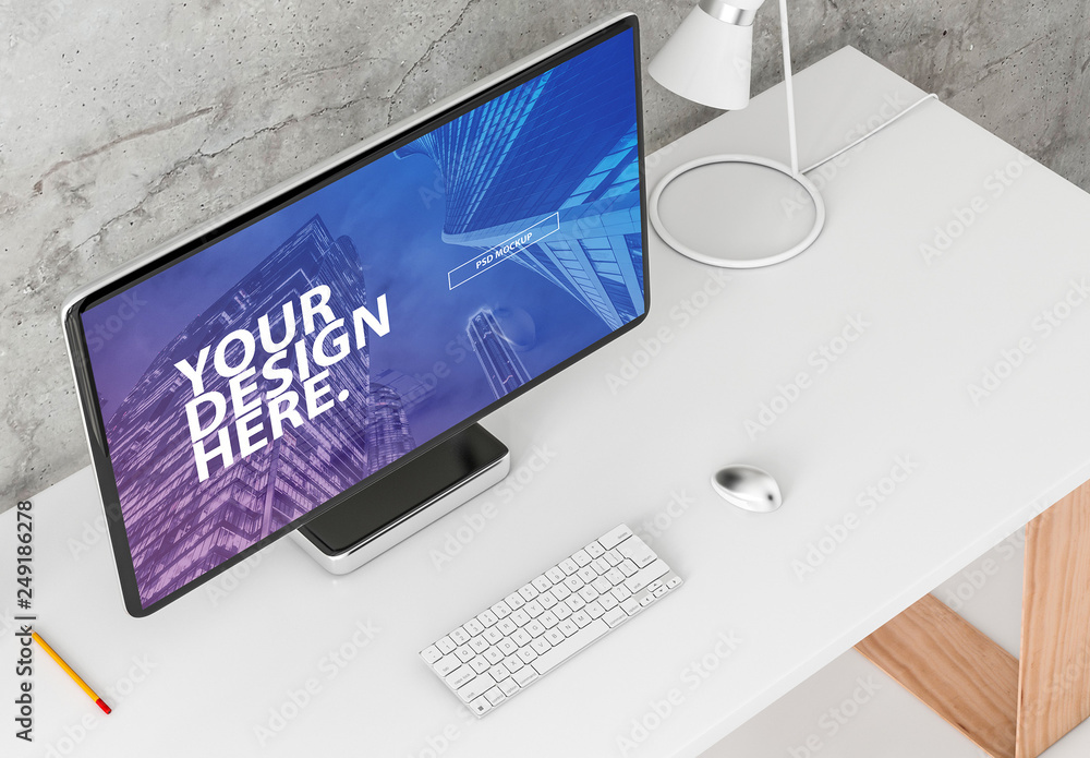 Desktop Computer Mockup Stock Template | Adobe Stock