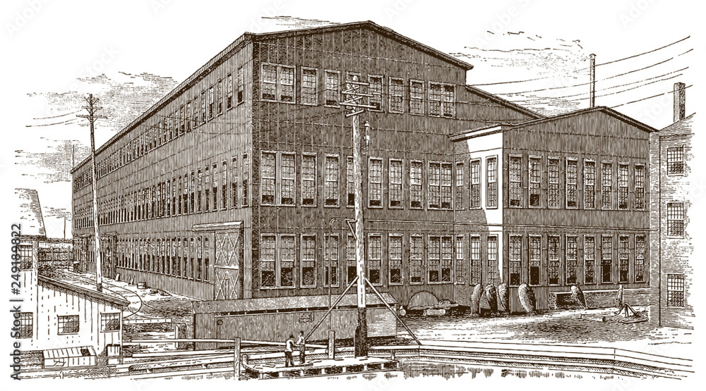 Exterior view of a boiler and blacksmith building of a historical ...