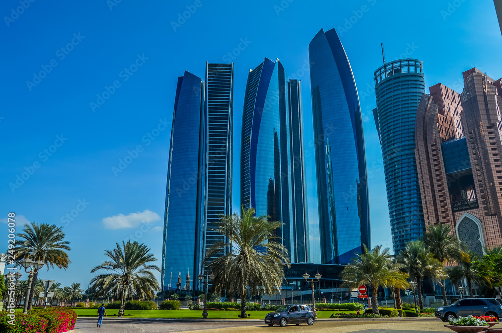 Etihad towers,a series of five tall buildings and hotel in Abu Dhabi ...