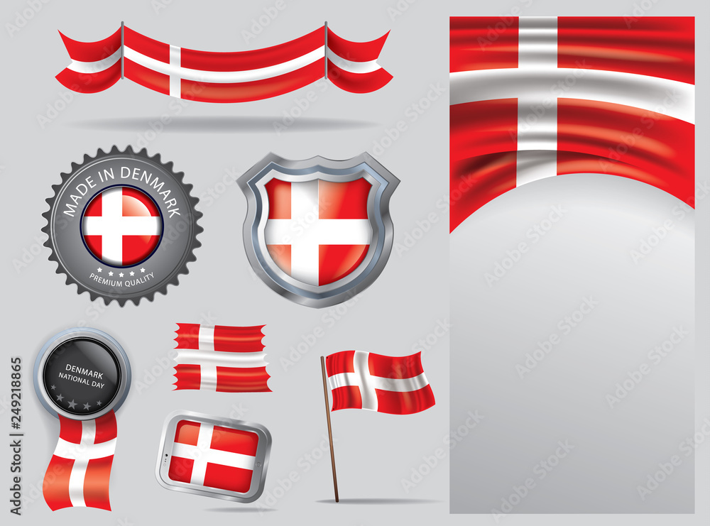 Made in Denmark seal, Danish flag and color --Vector Art-- Stock Vector ...