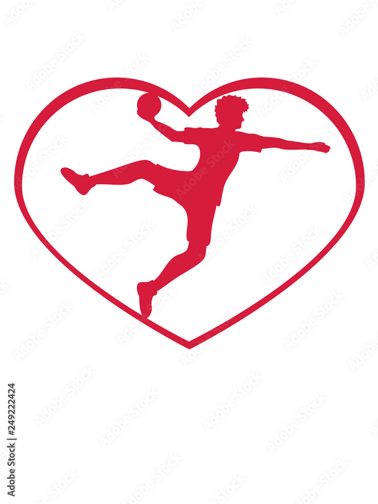 kontur logo rot blau liebe herz silhouette umriss handball ball werfen ...