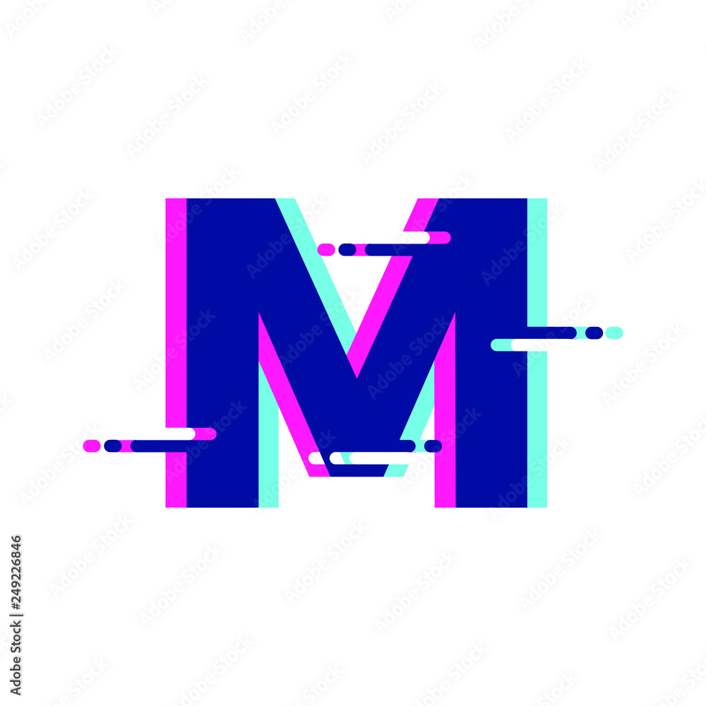 Glitch Font M Letter Modern Geometric Vector Logo Stock Vector | Adobe ...