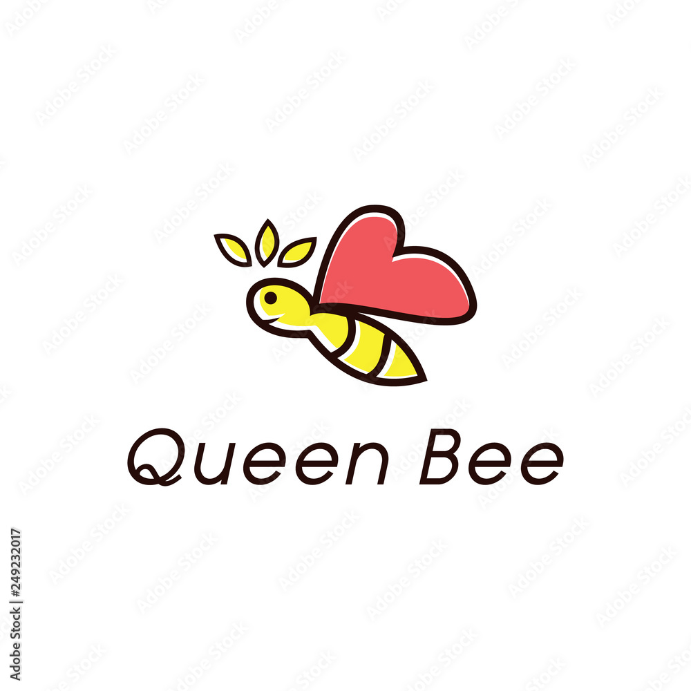 Queen Bee Unique Logo Design Inspiration Stock Vector | Adobe Stock