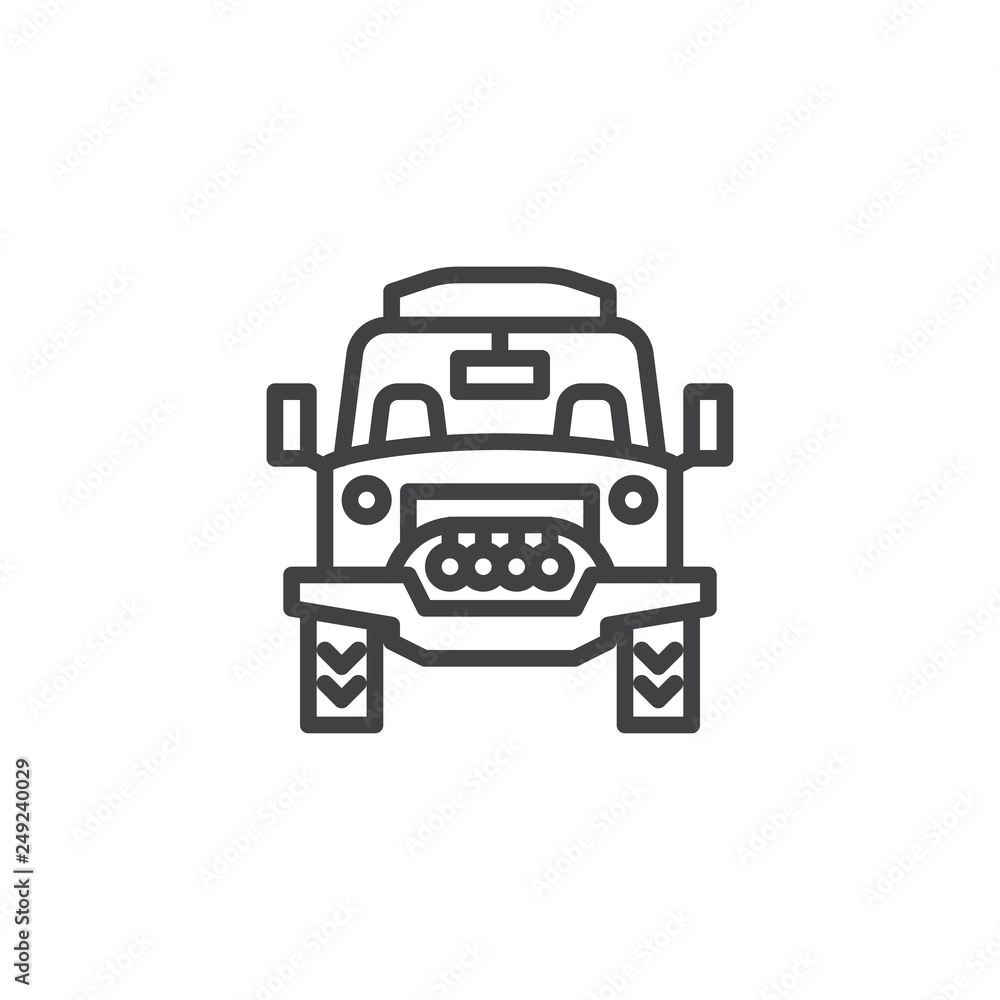 Army truck front view line icon. linear style sign for mobile concept ...