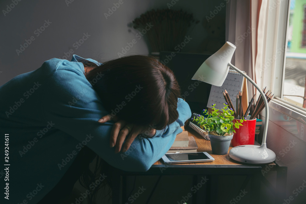 People side view,worried,stress and headache pain in bad news.Office ...