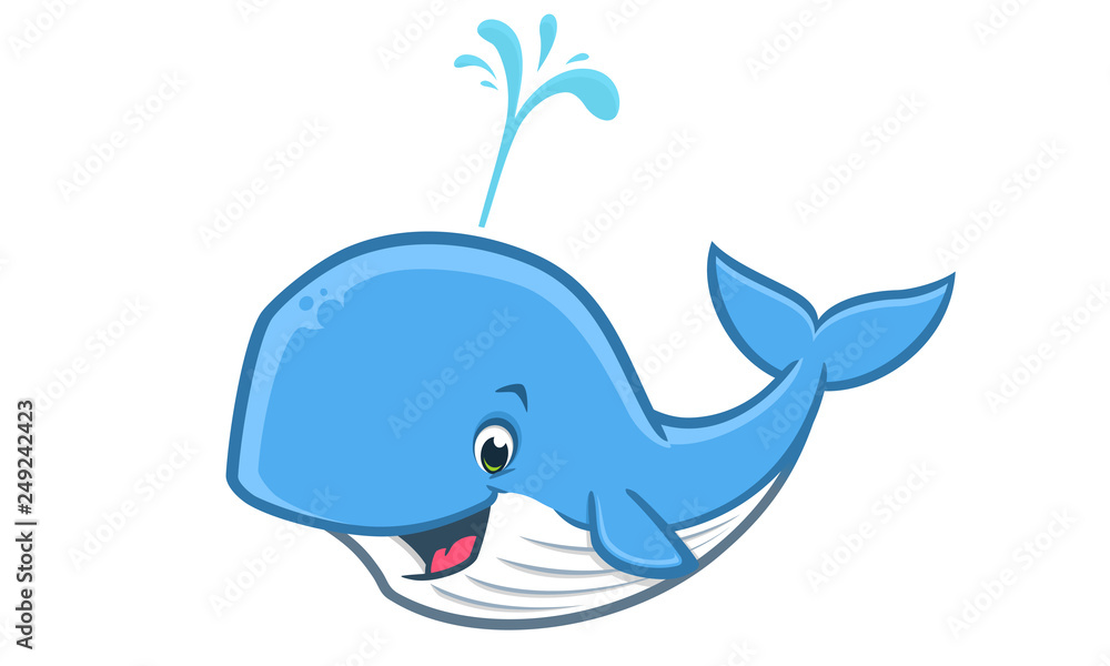 Cartoon Happy Whale Stock Vector | Adobe Stock