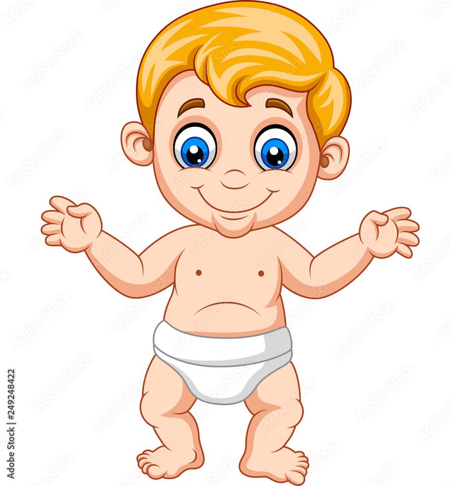 Cartoon baby boy learning to walk Stock Vector | Adobe Stock